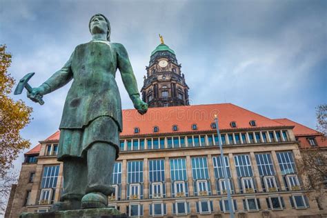 Working Class Soviet Woman Communist Monument In The Dresden City Hall Germany Stock Image