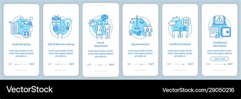 Business Ethics Onboarding Mobile App Page Screen Vector Image