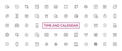 Time And Clock Calendar Timer Line Icons Vector Linear Icon Set 42059540 Vector Art At Vecteezy