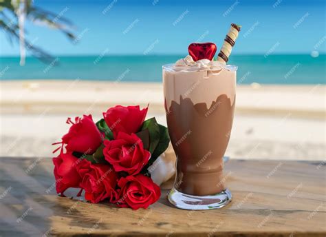 Premium Ai Image Chocolate Milkshake Glass
