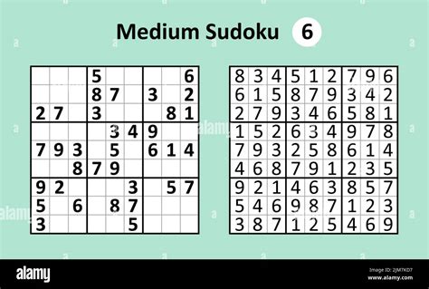 Sudoku Game With Answers Medium Complexity Simple Vector Design Set