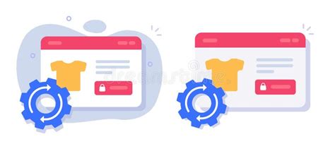 Online Store Shop Development Setting Up Icon Vector Graphic Set