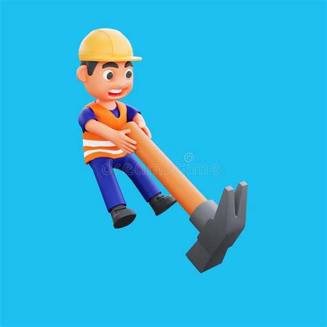 3d Render Cute Construction Workers Activities Stock Image