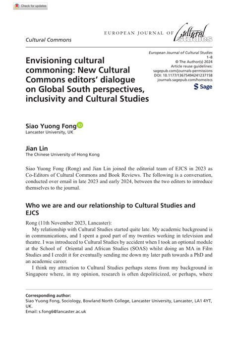 Pdf Envisioning Cultural Commoning New Cultural Commons Editors Dialogue On Global South