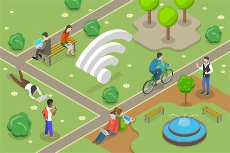 Ilustração Conceitual De Vetor Plano Isométrico 3d De Wifi Gratuito Vetor Premium