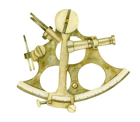 Premium Photo Watercolor Vintage Sextant For Marine Navigation Yellow