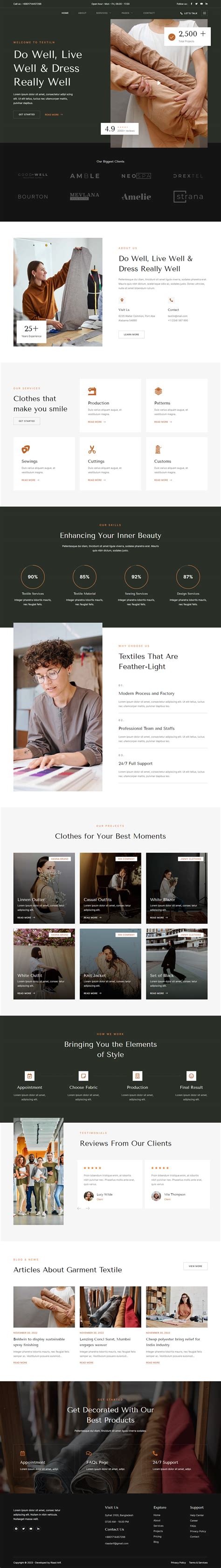 textile and garment industry wordpress website web app on behance