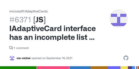 Js Iadaptivecard Interface Has An Incomplete List Of Allowed Types
