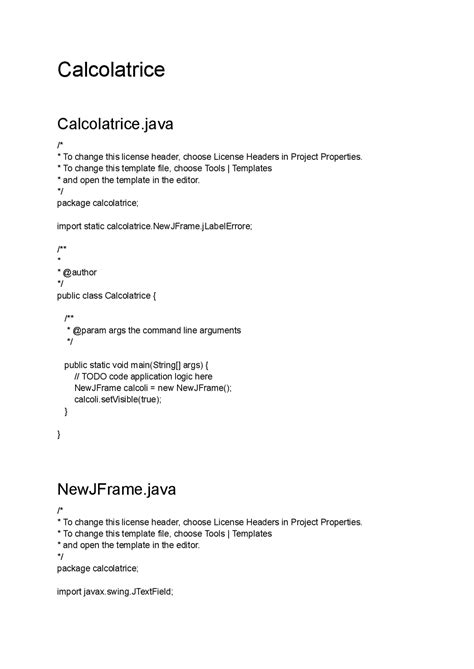 Calcolatrice Codice In Java Con Componente Grafico Esercizi Di Programmazione Java Docsity