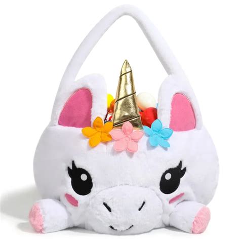High Quality 6pcs 3d Large Plush Unicorn Easter Basket
