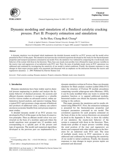 Dynamic Modeling And Simulation Of A Fluidized Catalytic Cracking Process Part Ii Property