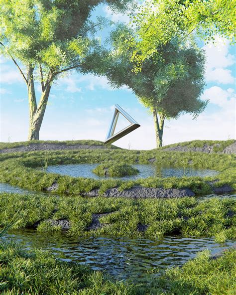 A Painting Of Two Trees In A Grassy Field Photo Free Render Image On