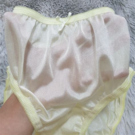Vintage Silky Nylon Panties Sheer Yellow Bikini Soft … Gem
