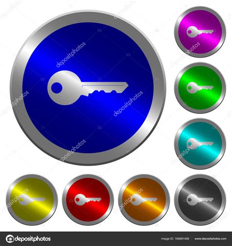 Safety Key Luminous Coin Like Round Color Buttons Stock Vector By