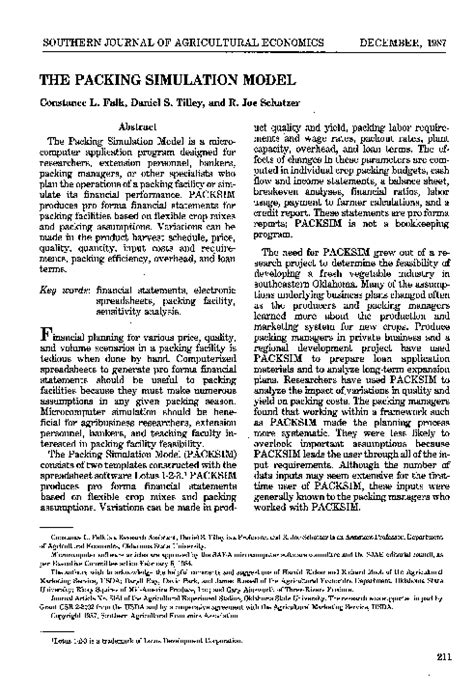 Pdf The Packing Simulation Model