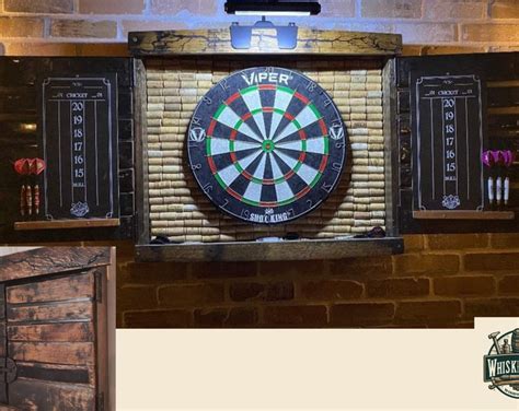 LED Lighted Custom Dart Board Backboard Red Black Trim Surround W Winmau Blade Sisal
