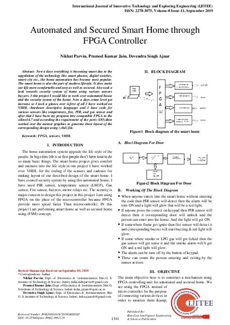 Pdf Automated And Secured Smart Home Through Fpga Controller