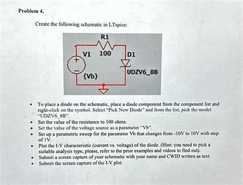 Solved Problem 4 Create The Following Schematic In Ltspice R1 V1 100