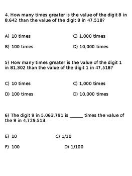 5 NBT 1 Test Prep Questions With Answers By Teaching By LG TPT