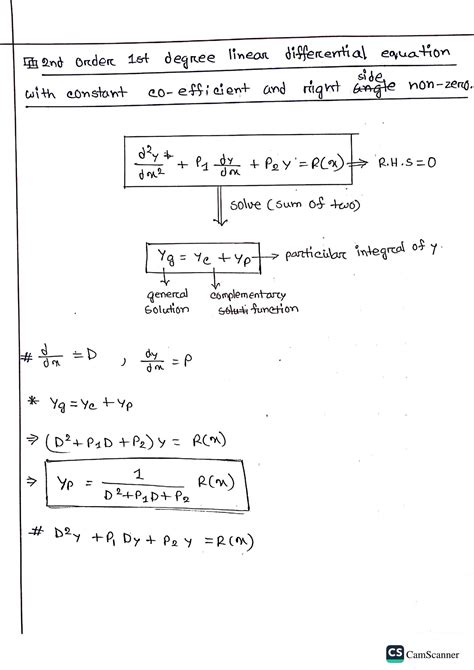 Solution 2nd Order 1st Degree Linear Differential Equation With