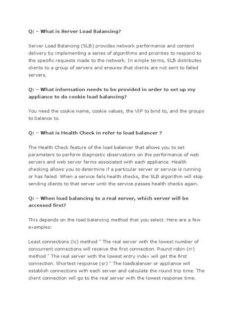 Load Balancing Interview Questions Pdf Load Balancing Computing