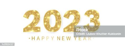 2023년 금색 반짝이 번호가 있는 새해 복 많이 받으세요 겨울 휴가 파티 템플릿입니다 클리어 화이트 프레임 텍스트와 장식이