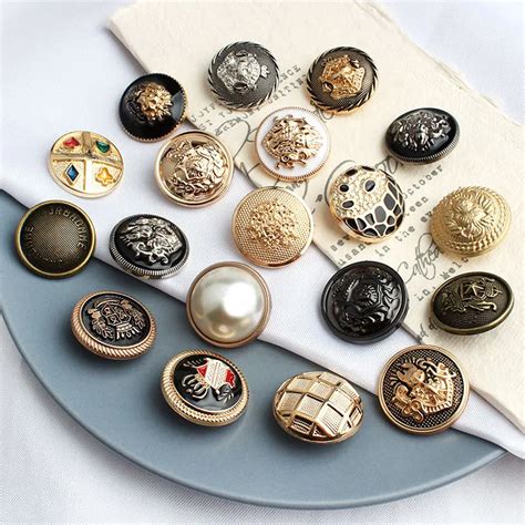 금속 버튼 코트 바람막이 정장 남성 여성 의류 장식 버튼 합금 하이 피트 골드 블랙 버튼 액세서리 10 개단추 Aliexpress