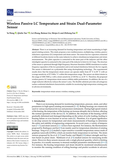 Pdf Wireless Passive Lc Temperature And Strain Dual Parameter Sensor