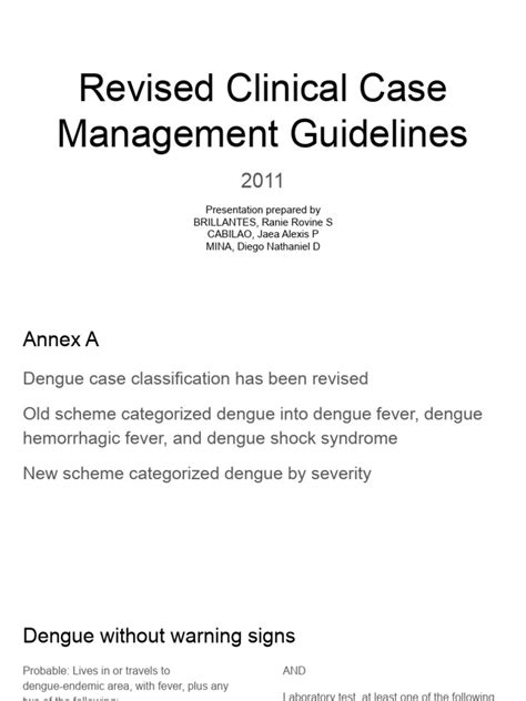 Dengue Management Guidelines Pdf