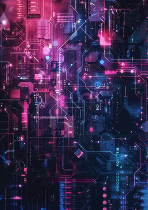 Abstract Digital Circuitry With Vibrant Colors Representing Technology And Innovation Background