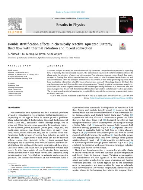 Pdf Double Stratification Effects In Chemically Reactive Squeezed Sutterby Fluid Flow With
