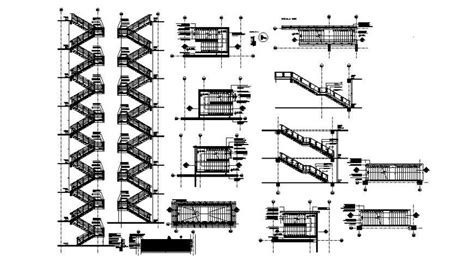 2d View Construction Blocks Details Of Staircase Autocad Software File