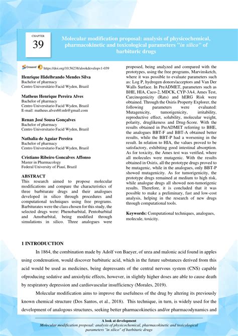 Pdf Molecular Modification Proposal Analysis Of Physicochemical