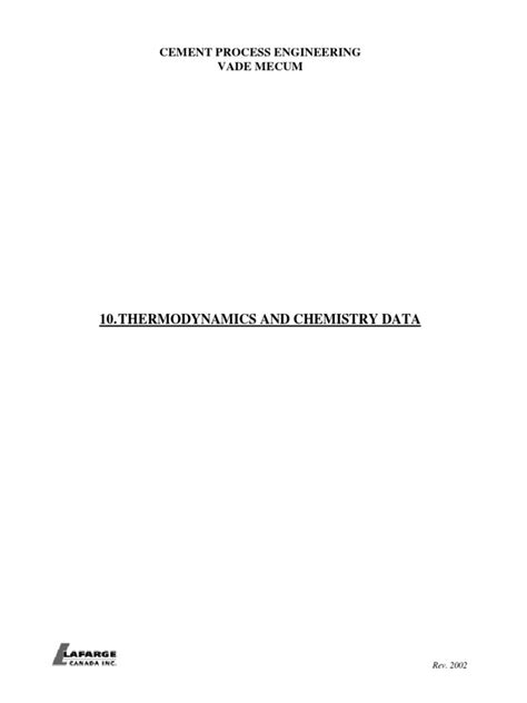10 Thermodynamics And Chemistry Data Cement Process Engineering Vade Mecum Pdf Enthalpy