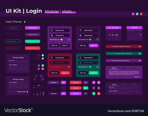 Login Ui Elements Kit Royalty Free Vector Image