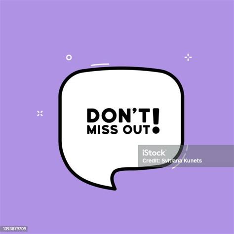 음성 거품과 텍스트를 놓치지 마십시오 붐 복고풍 만화 스타일 팝 아트 스타일 비즈니스 및 광고에 대한 벡터 라인 아이콘 개념에