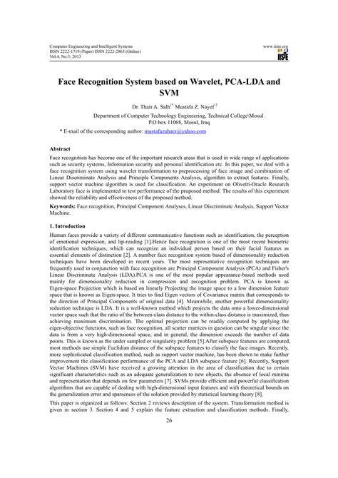 Pdf Face Recognition System Based On Wavelet Pca Lda And Svm