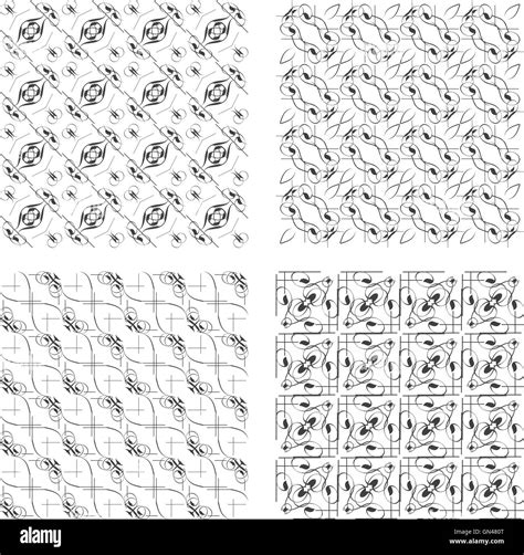 Black And White Geometric Seamless Patterns Set Vector Stock Vector