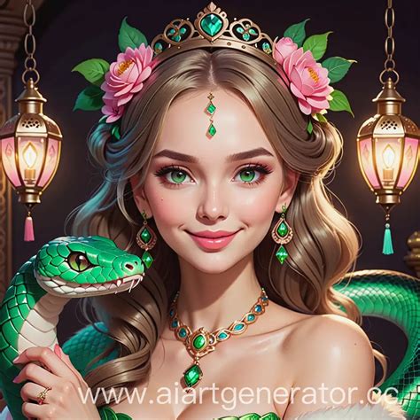 Glamorous Russian Woman With Serpentine Companion And Ornate Accessories Ai Art Generator