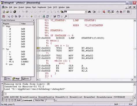 Using The Keil µvision Debugger With The Ds89c4x0 Analog Devices