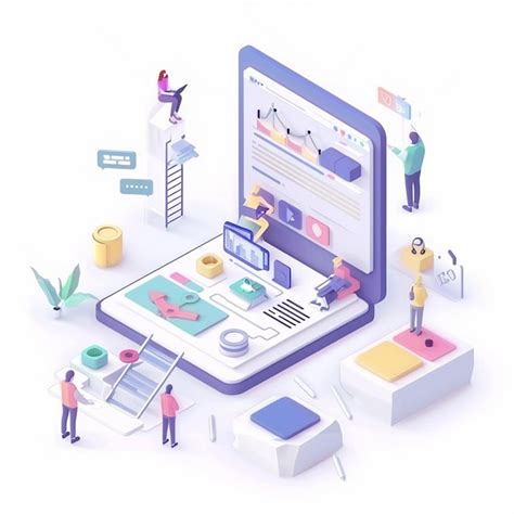 Ui And Ux Designer Isometric Composition Premium Ai Generated Image