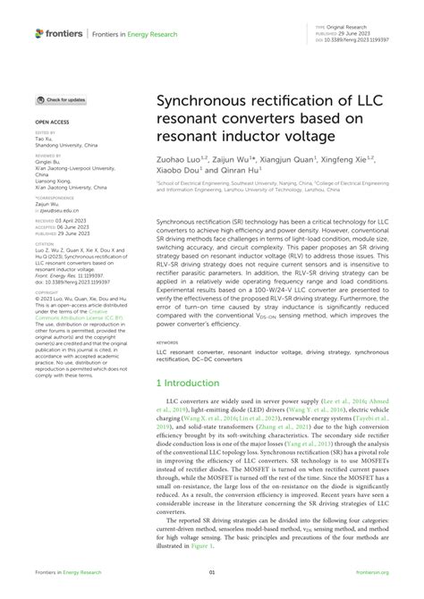 Pdf Synchronous Rectification Of Llc Resonant Converters Based On