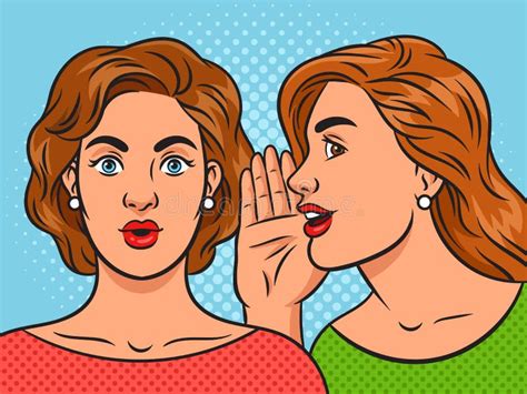 Woman Whispering Gossip Woman Ear Pop Art Vector Stock Vector Illustration Of Fashion Whisper