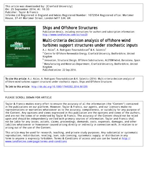 Pdf Multi Criteria Decision Analysis Of Offshore Wind Turbines Support Structures Under