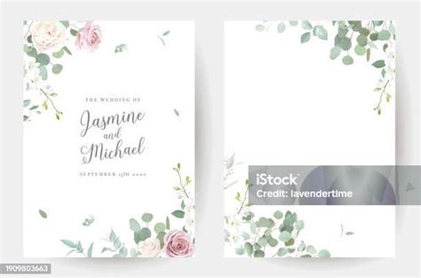 꽃 유칼립투스 선택 벡터 프레임입니다 손으로 그린 가지 분홍색 장미 꽃 흰색 배경에 나뭇잎 꽃 식물에 대한 스톡 벡터 아트 및 기타 이미지 Istock