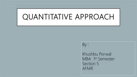 Quantitative Theory Of Management Pptx