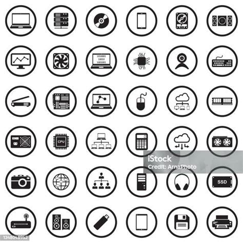 It 아이콘입니다 원안에 블랙 플랫 디자인 벡터 일러스트레이션 Brand Name Smart Phone에 대한 스톡 벡터 아트 및 기타 이미지 Brand Name