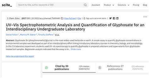 Uv Vis Spectrophotometric Analysis And Quantification Of Glyphosate For An Interdisciplinary