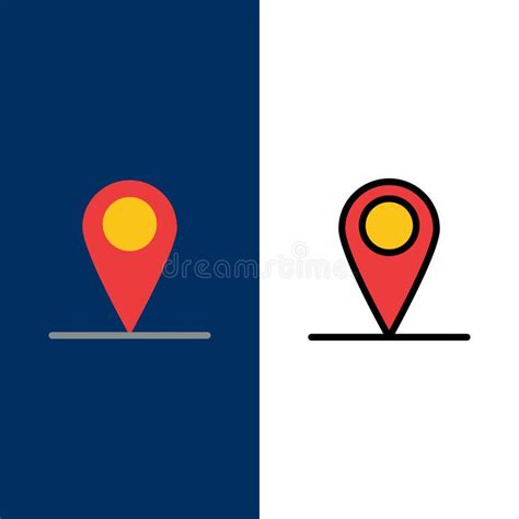 Global Location Pin World Icons Flat And Line Filled Icon Set Vector Blue Background Stock