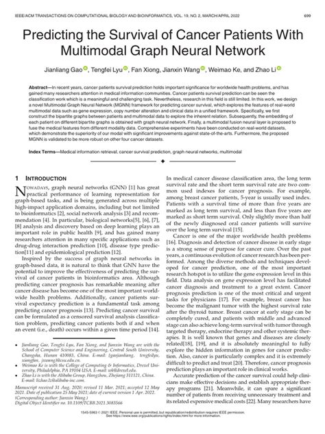 Predicting The Survival Of Cancer Patients With Multimodal Graph Neural
